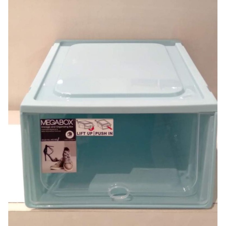 Megabox SHOE Box Stackable ( Clear and Light Blue ) | Shopee Philippines