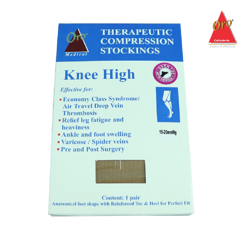 ORO Therapeutic Compression Knee High Stockings 20-30mmHg (Prescription ...