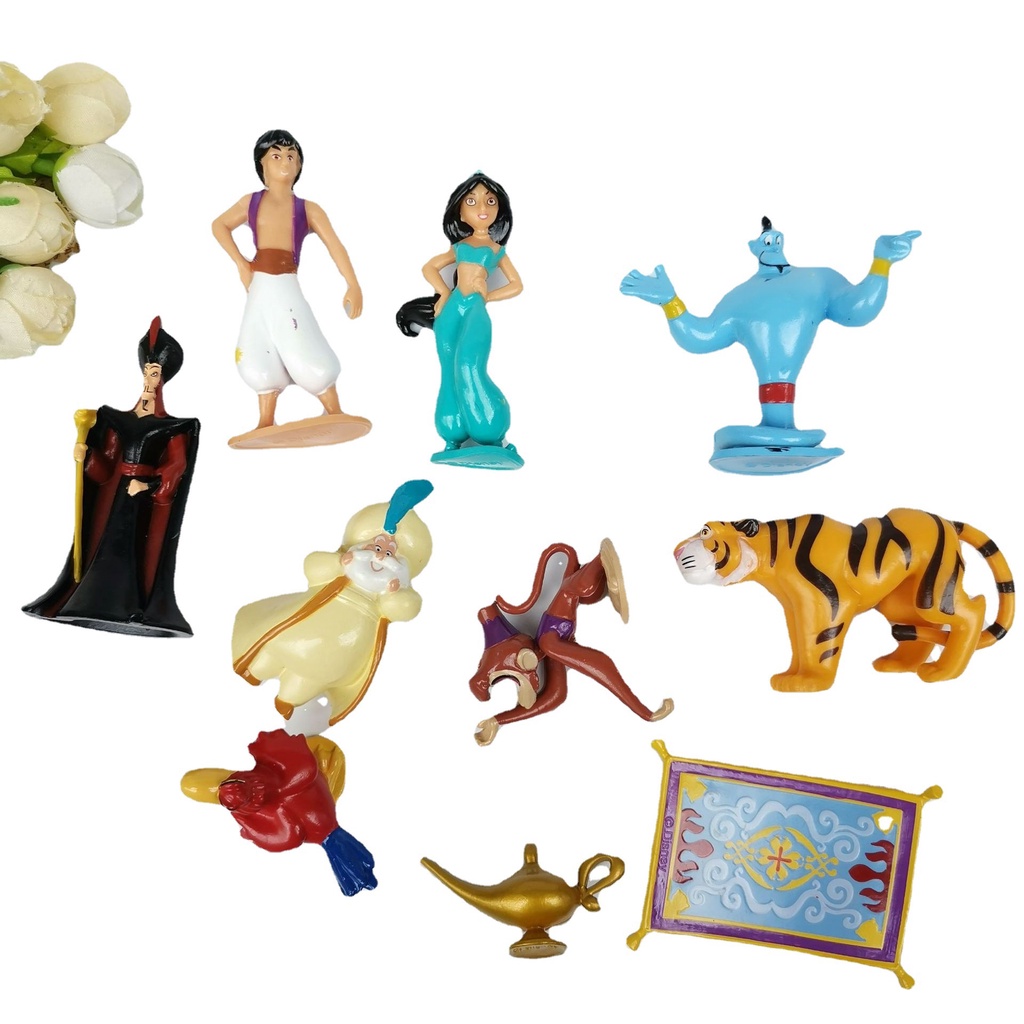 Disney Lamp of Aladdin 10pcs/set Princess Figures Evil Monkey Tiger ...
