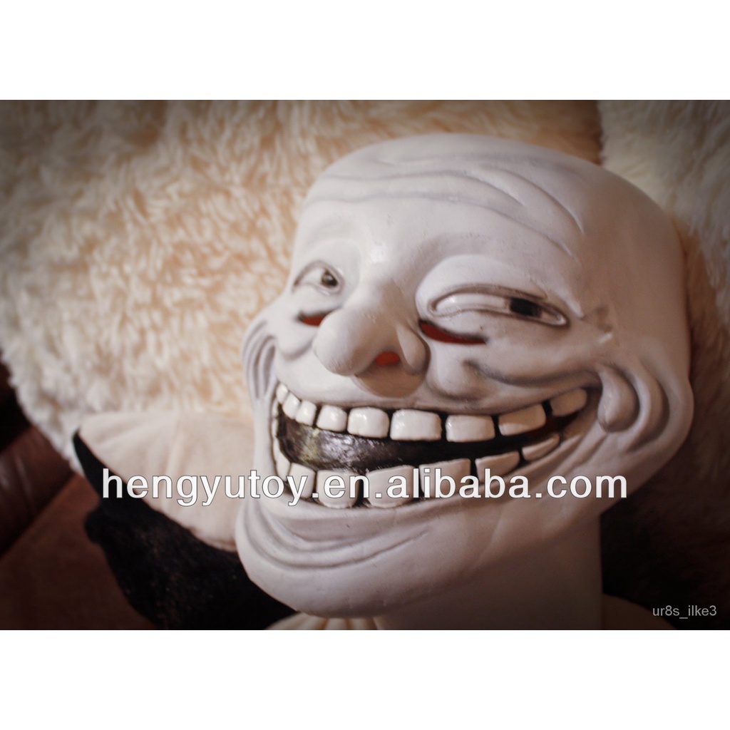 Troll Face Meme Mask Cartoon Full Head Latex Mask Comic, 41% OFF