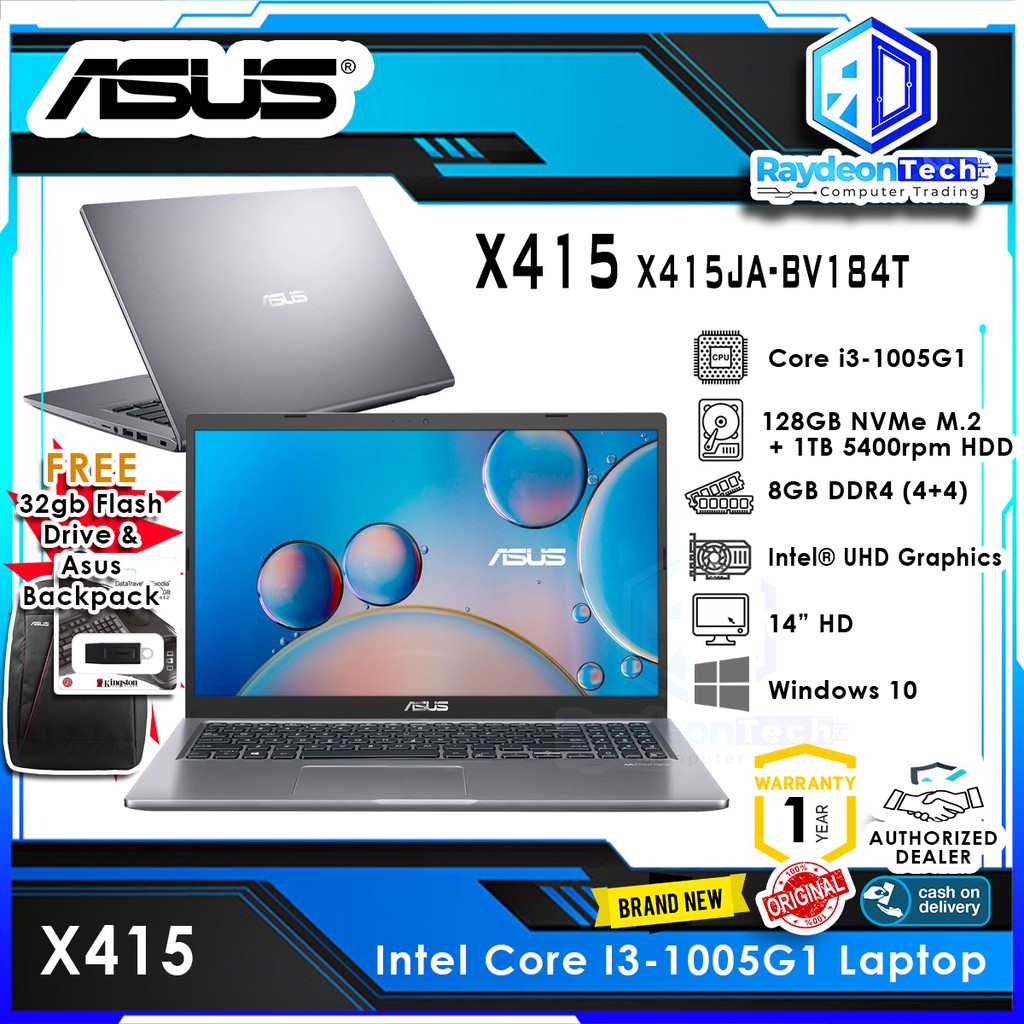 ASUS X415JA-BV184T 14" | I3-1005G1 | 8GB RAM | 1TB HDD + 128GB SSD ...