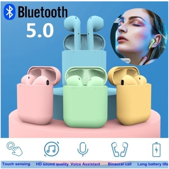 Wireless Bluetooth Headset Macaron i12 Touch Bluetooth 5.0 With Box ...