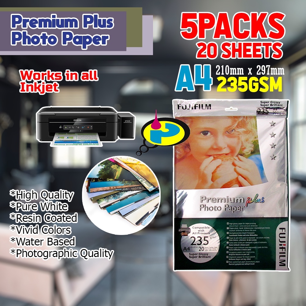 5 pack FUJIFILM rc Photo paper Premium satin rough satin linen glossy ...