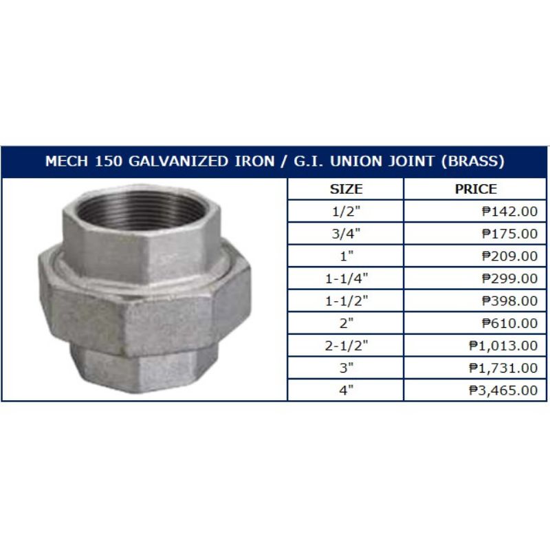 GI UNION PATENTE GALVANIZED IRON MECH150 1/2 TO 1 1/2 | Shopee Philippines