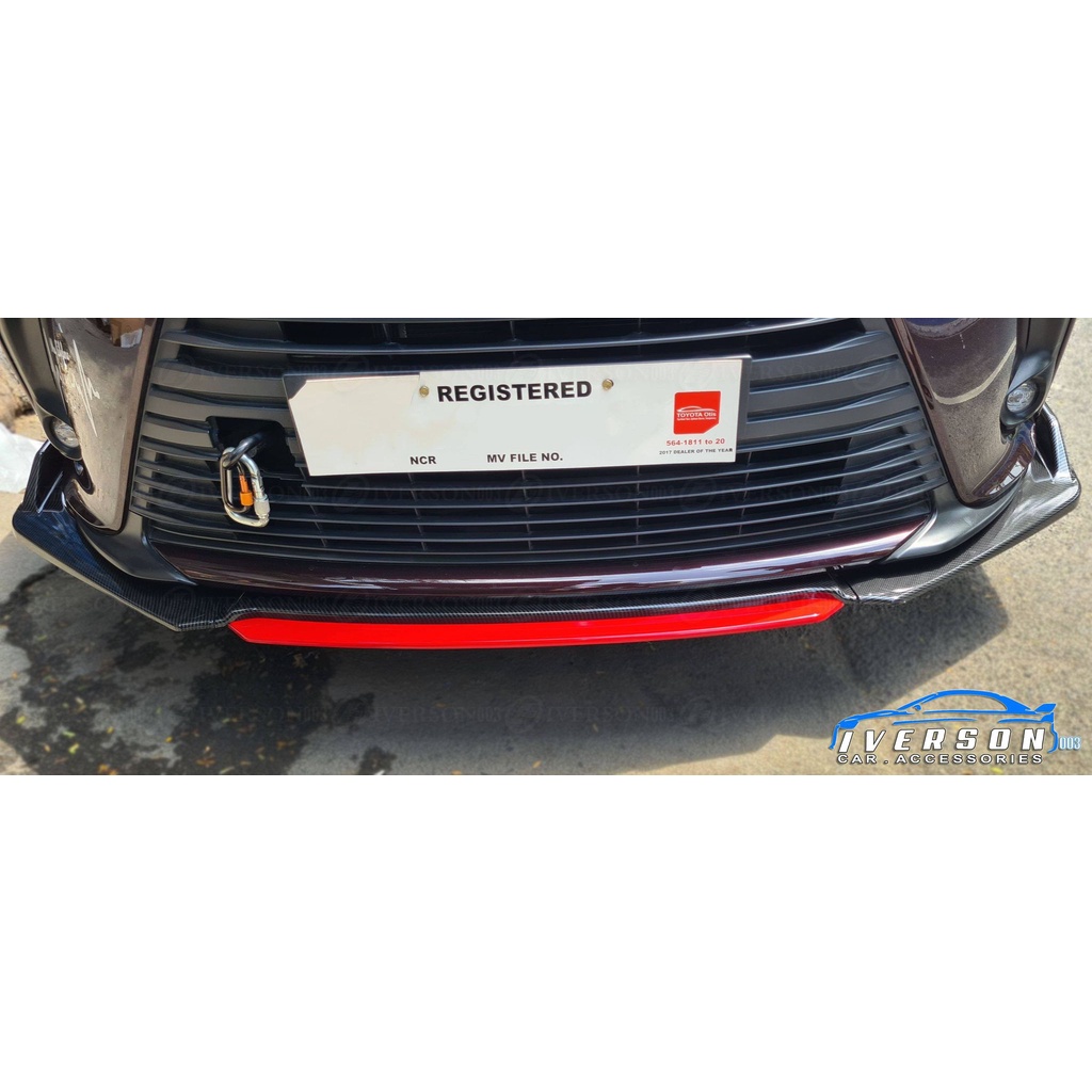 Carbon with Red Universal Front Diffuser Double Lip Chin for Toyota ...