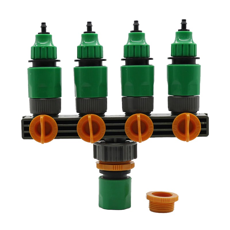 4 Way Valve Garden Water Tap Adapter Hose Splitter 1/4” or 3/8“ Hose ...