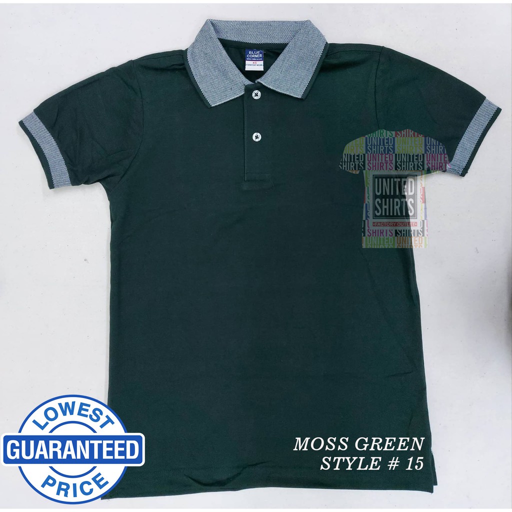 Blue Corner Fashion Polo Shirt Style 15 (MOSS GREEN) | Shopee Philippines