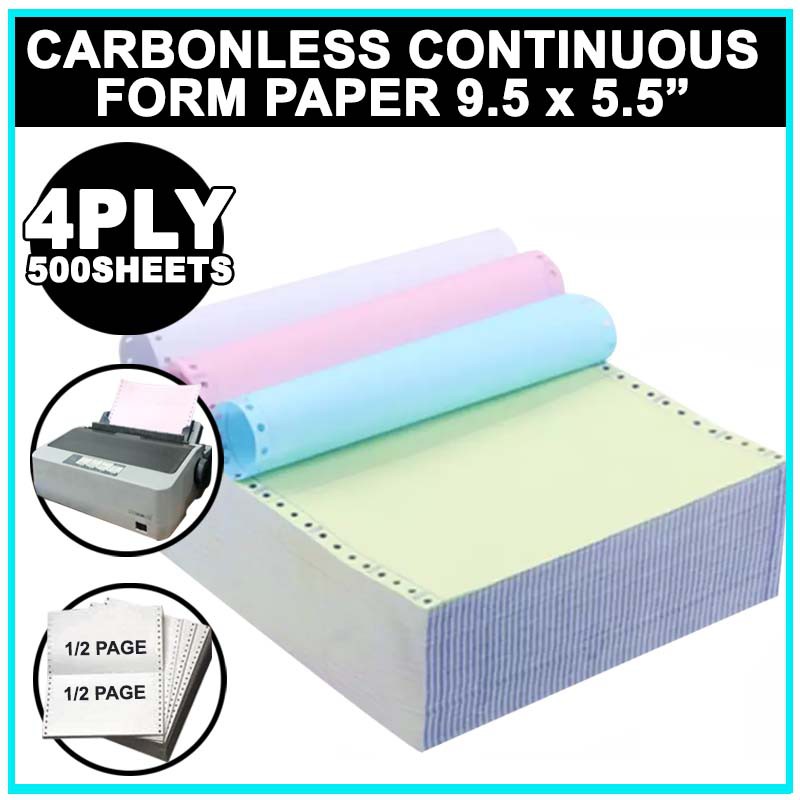 4 Ply Carbonless Continuous Form Paper 1 Half 500 Sheets 9.5inch x 5.5 ...
