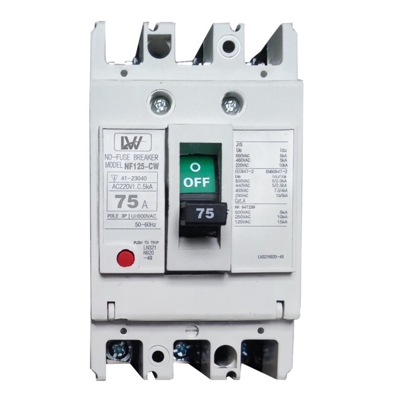 Mccb No Fuse Circuit Breaker 3p Main 3 Wire 20A/75A AC Model NF125-CW ...