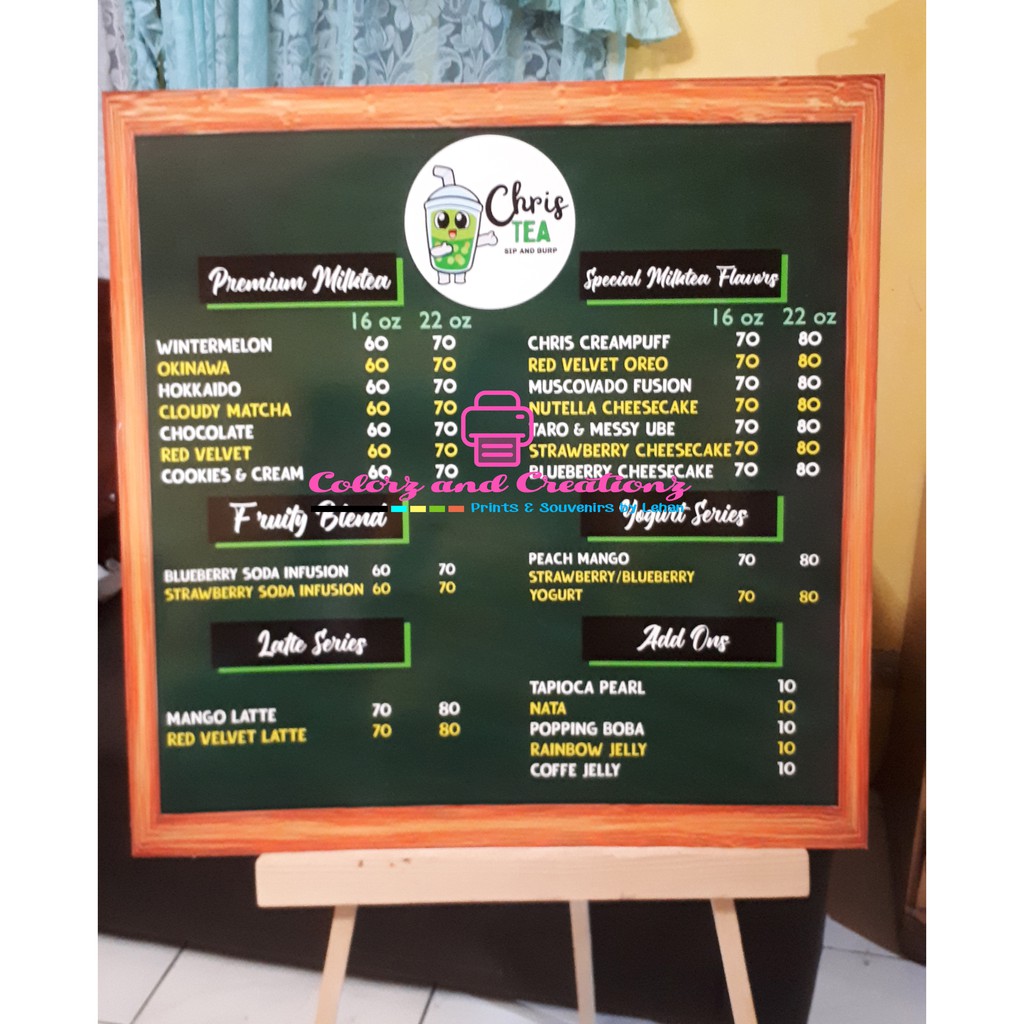 Menu Board for Milk Tea and Food Business | Shopee Philippines