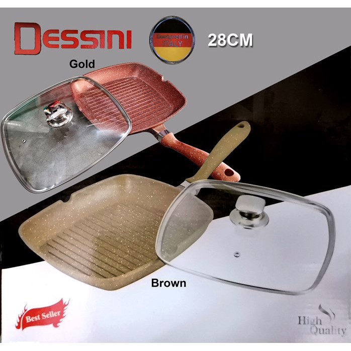 Dessini Grill Pan With Glass Lid 28cm | Shopee Philippines