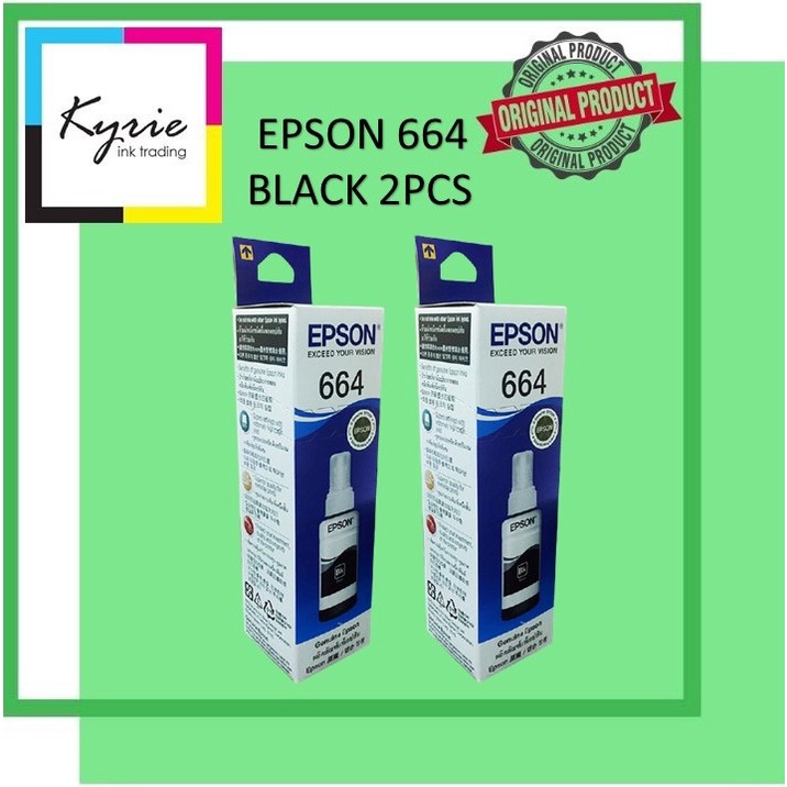 EPSON 664 Black (T664100) Genuine Ink Bottle Set of 2pcs | Shopee ...