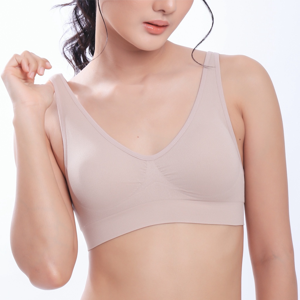 [Great Value 4 Pieces] Cherilon Slim Bra A Cherry Nylon Without Frame V-Neck Wide Fit Revealing ...