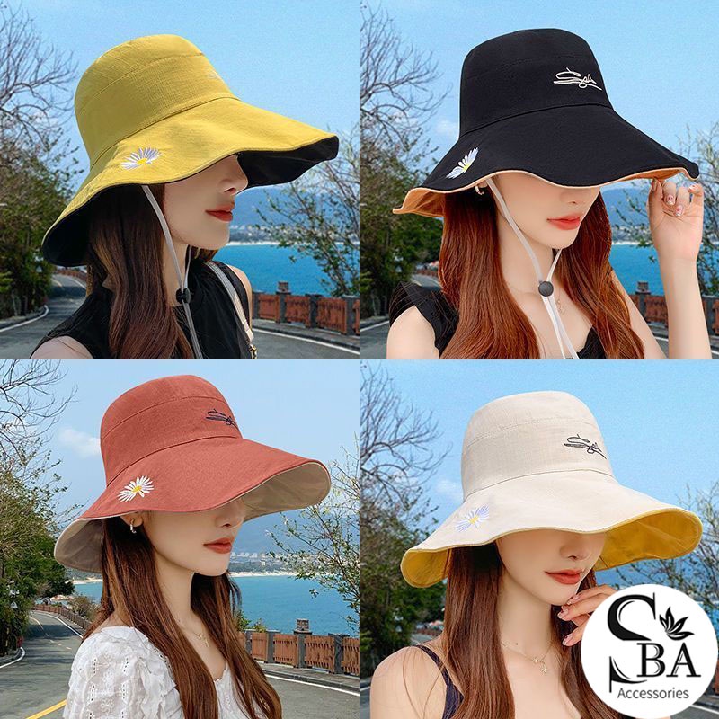 Japanese Style Double-side Bucket Hat Sun Protection Women's Reversible ...