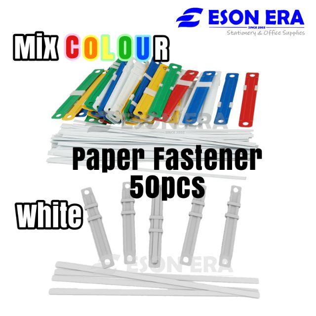 Paper Fastener Plastic 50pcs White / Mix Colour | Shopee Philippines