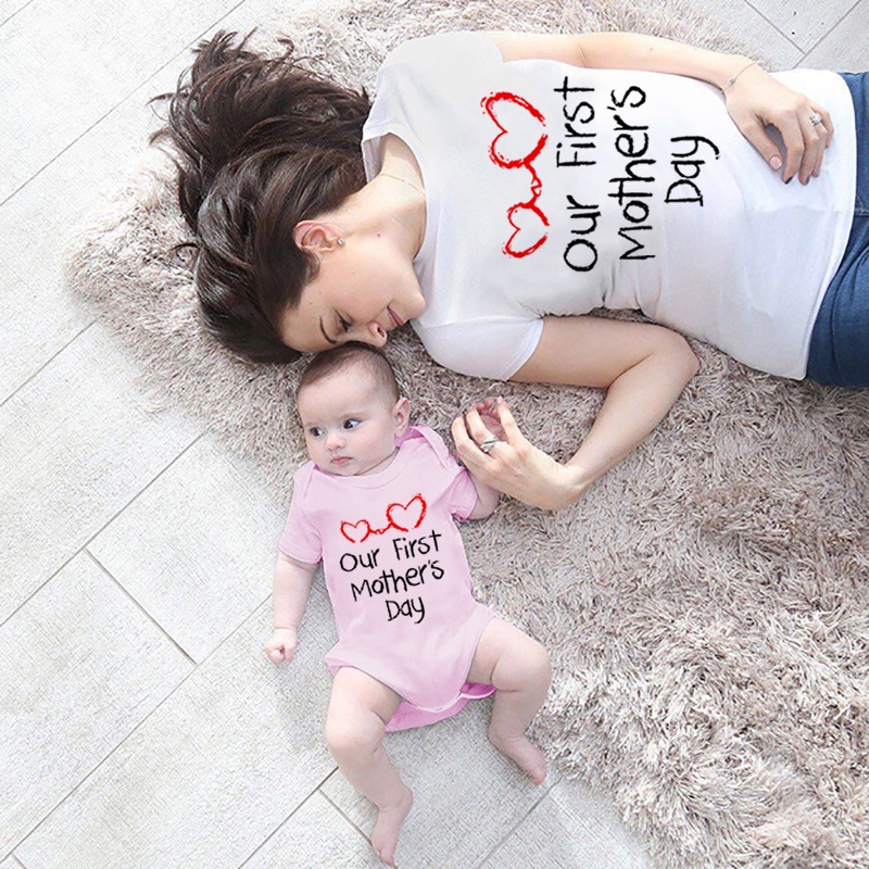 Our First Mother's Day Family Outfit Mommy&Baby Matching Set Cute T ...