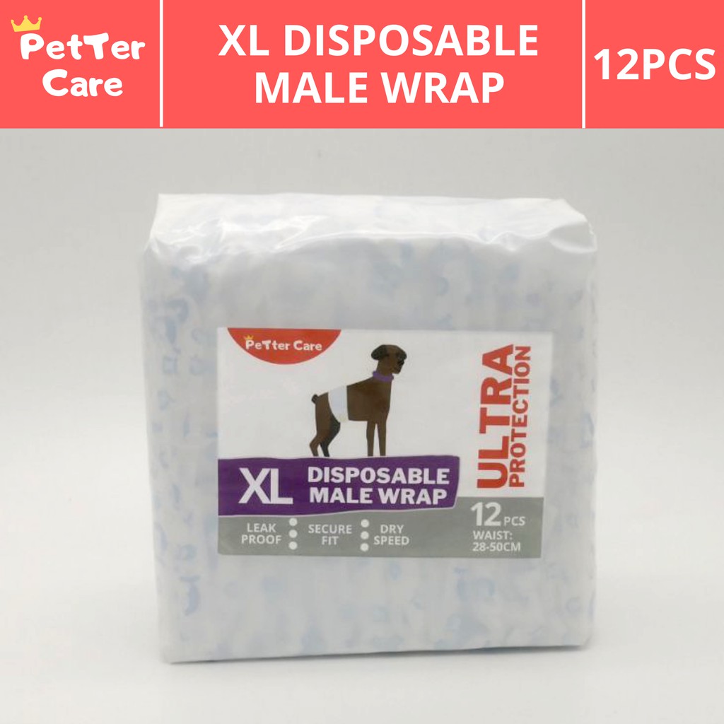 Petter Care Male Dog Wraps 12pcs XLarge - Super Absorbent Male Dog ...
