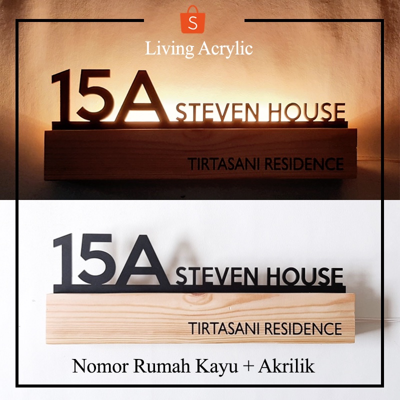 Wooden and Acrylic LED House Number Boards Lighted Pine Wood House ...