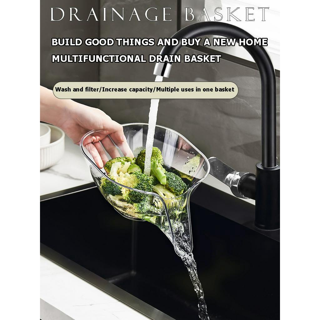 Tranparent Basket Drain Bowl With Funnel Multifunctional Kitchen Sink ...
