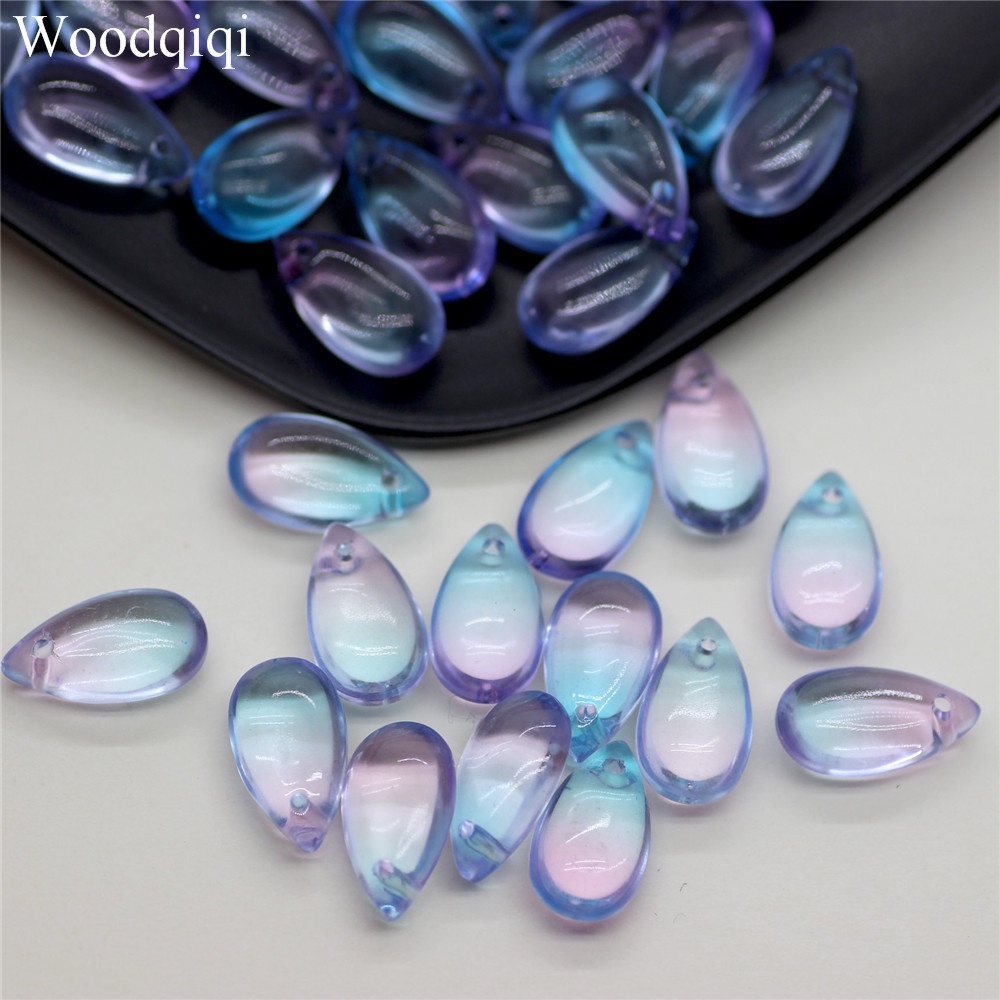 7x14mm 50PCS Exquisite Waterdrop Glass Loose Beads DIY Pendant Jewelry ...