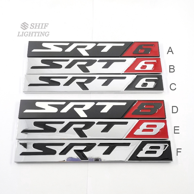 1 x Metal SRT 6 SRT 8 Logo Car Auto Decorative Emblem Badge Sticker ...