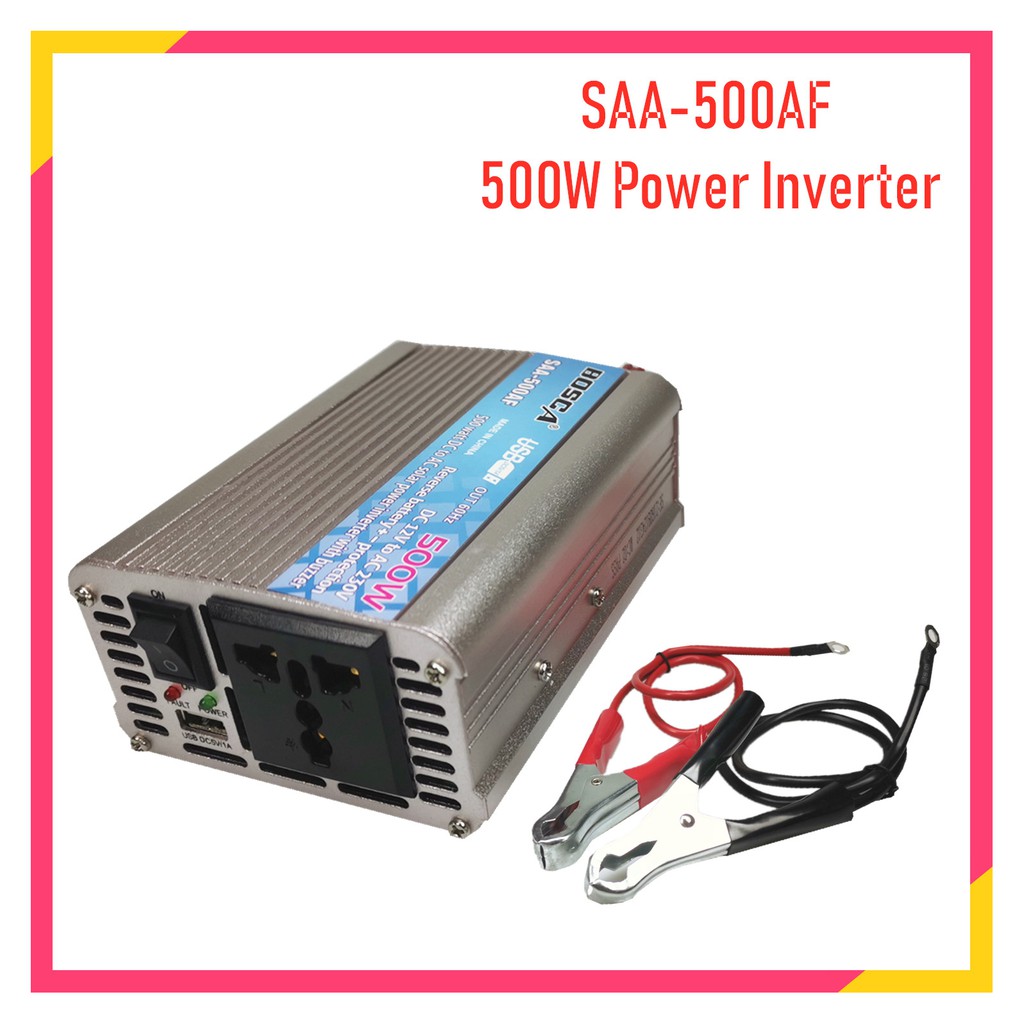 BOSCA 500w 12v DC To 220-230v AC Car Solar Power Inverter Saa-500af ...