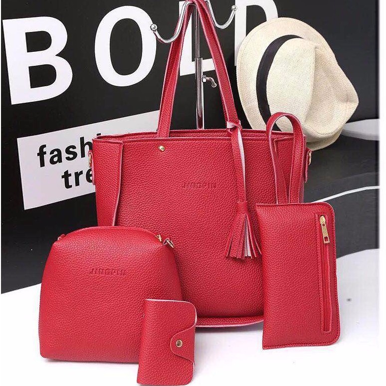 Korean Fashion 4 in 1 Jingpin PU Leather Shoulder Bag | Shopee Philippines