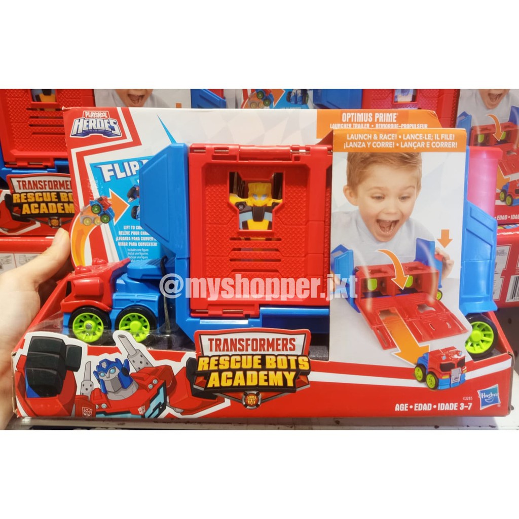Transformers Rescue Bots Academy Flip Racers Optimus Prime Launcher ...