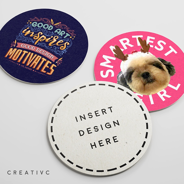 4 PCS Customized Mug Coaster round /square | Send your design (Creativc ...