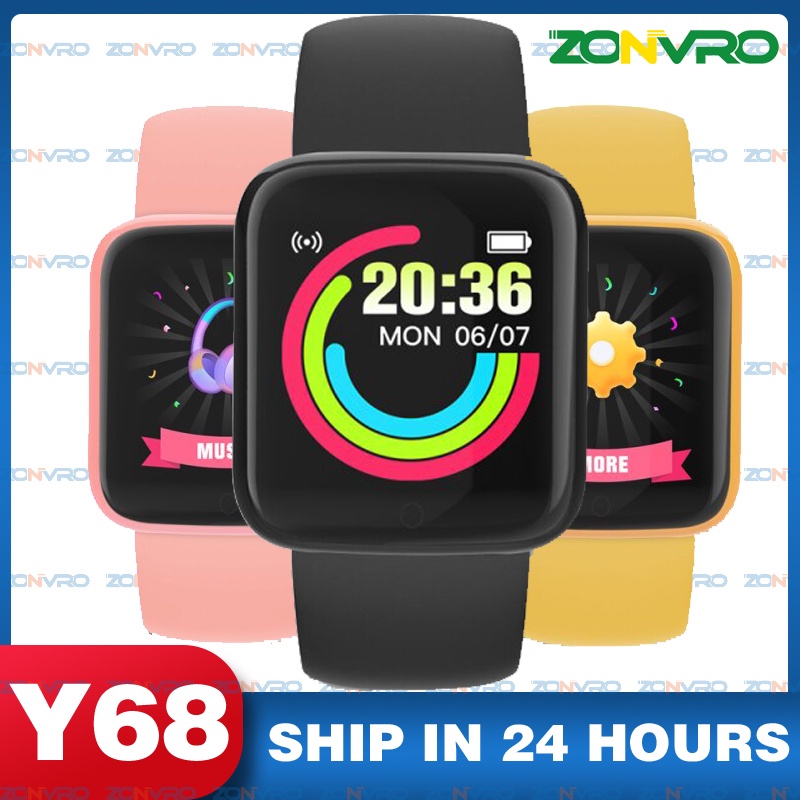 Macaron Y68 Smartwatch Color Screen Smart Bracelet Full Touch Incoming ...