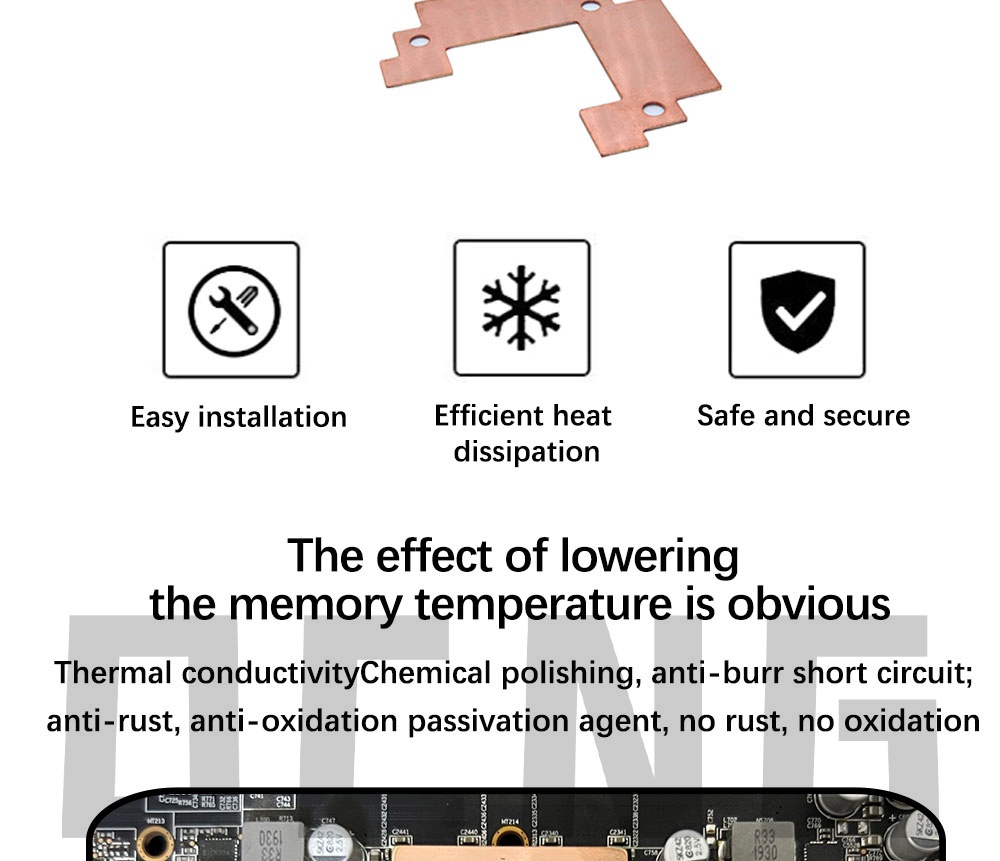 GPU RAM Copper Heat Sink For Radiator Memory Miner RTX 3090 3080 3070 ...