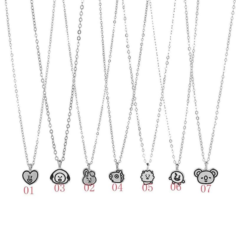 Kpop BTS BT21 Necklace Stainless Steel Mang Chimmy Koya Shooky RJ Tata ...