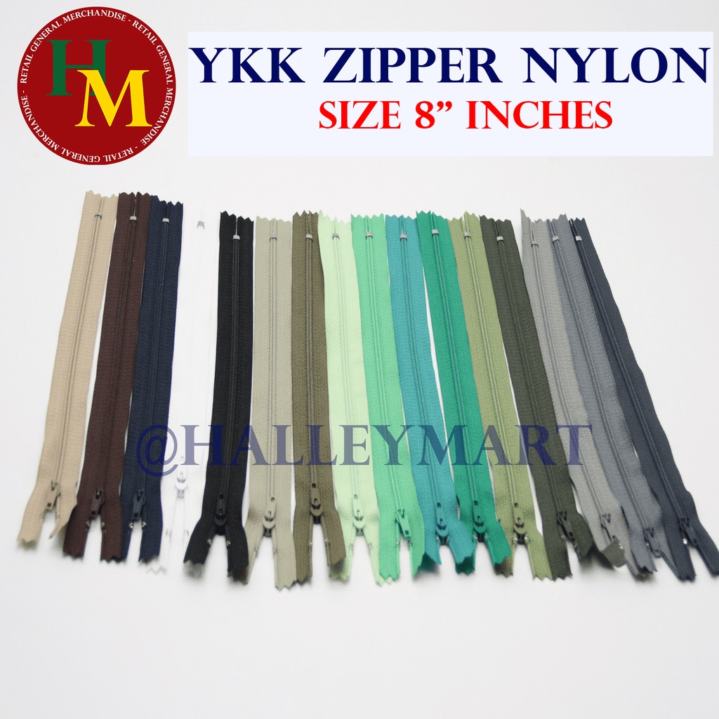 YKK [ON-HAND] ZIPPER NYLON 8'' & 20" Basic and Special Colors Available! (Per Piece) | Shopee ...