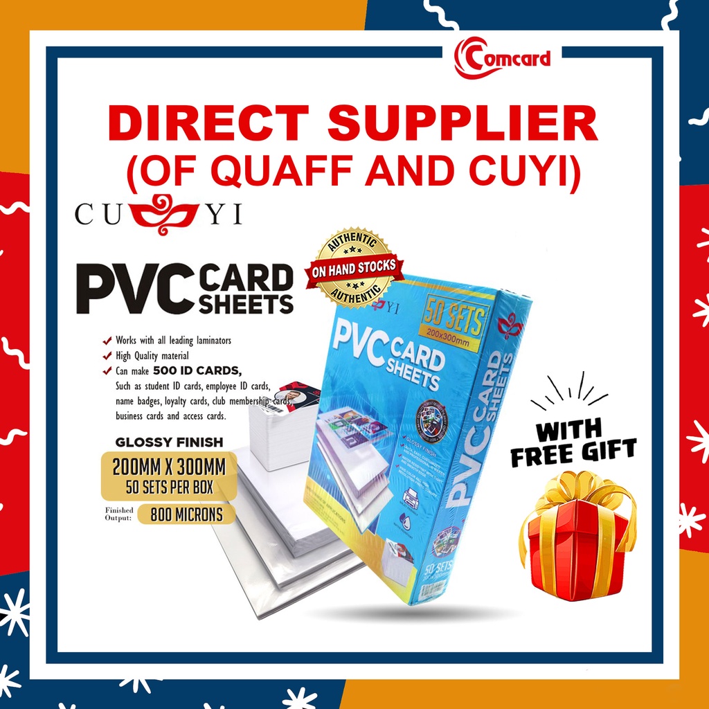 [1 PACK] CUYI PVC Sheet & PET Sheet A4 Size For ID Printing (50 Sets ...