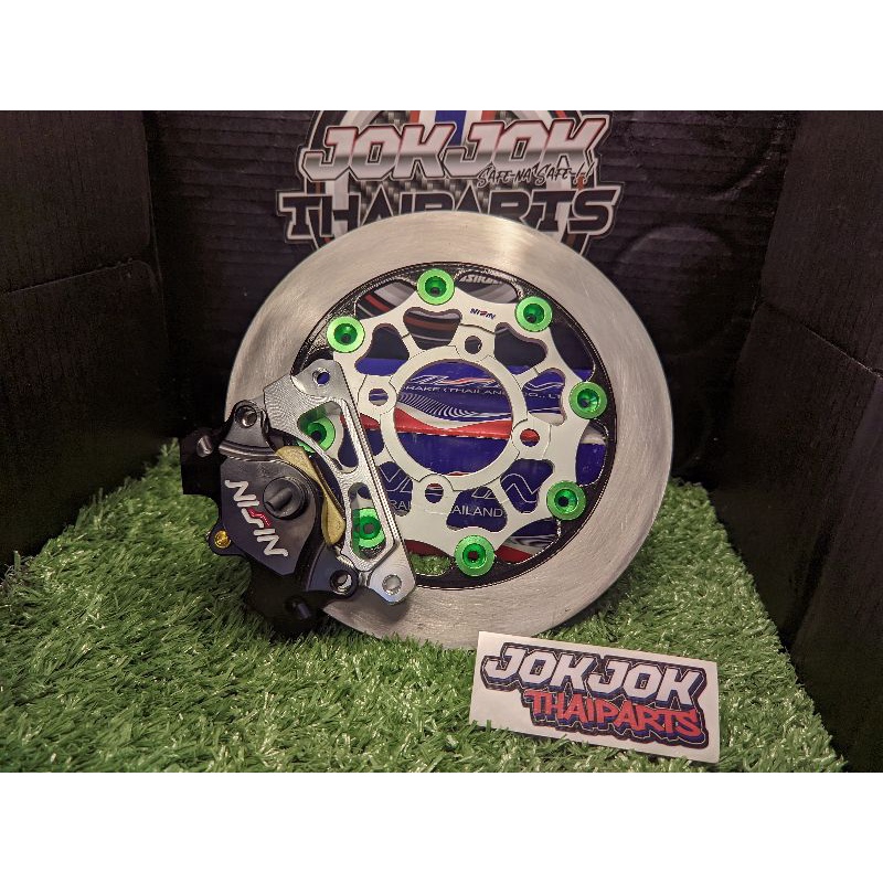 Nissin 2pot Caliper Set w/ 220mm 4-Holes Nissin Float Disk (Mio/Click/Beat/Genio/Scoopy ...