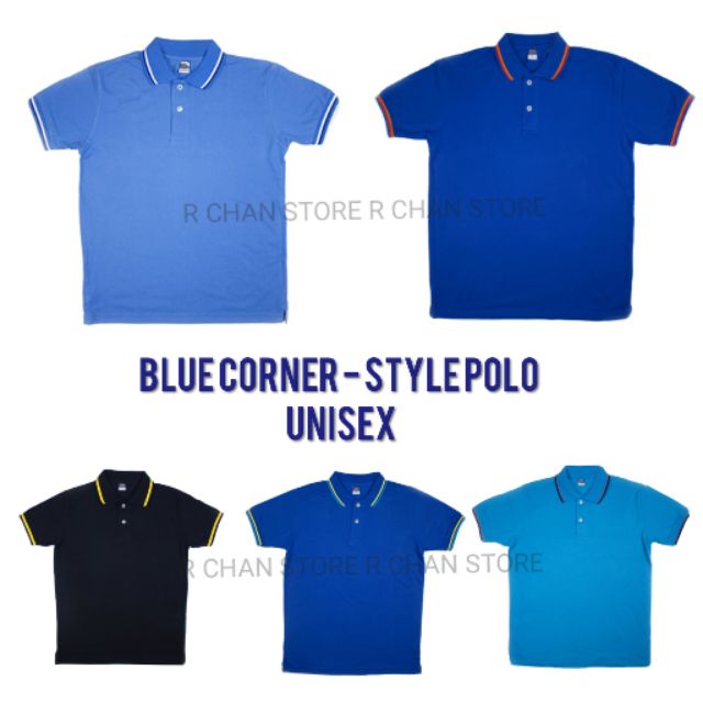 BLUE CORNER STRIPE POLO BLUE SHADE!! UNISEX (XS TO 2XL) | Shopee ...