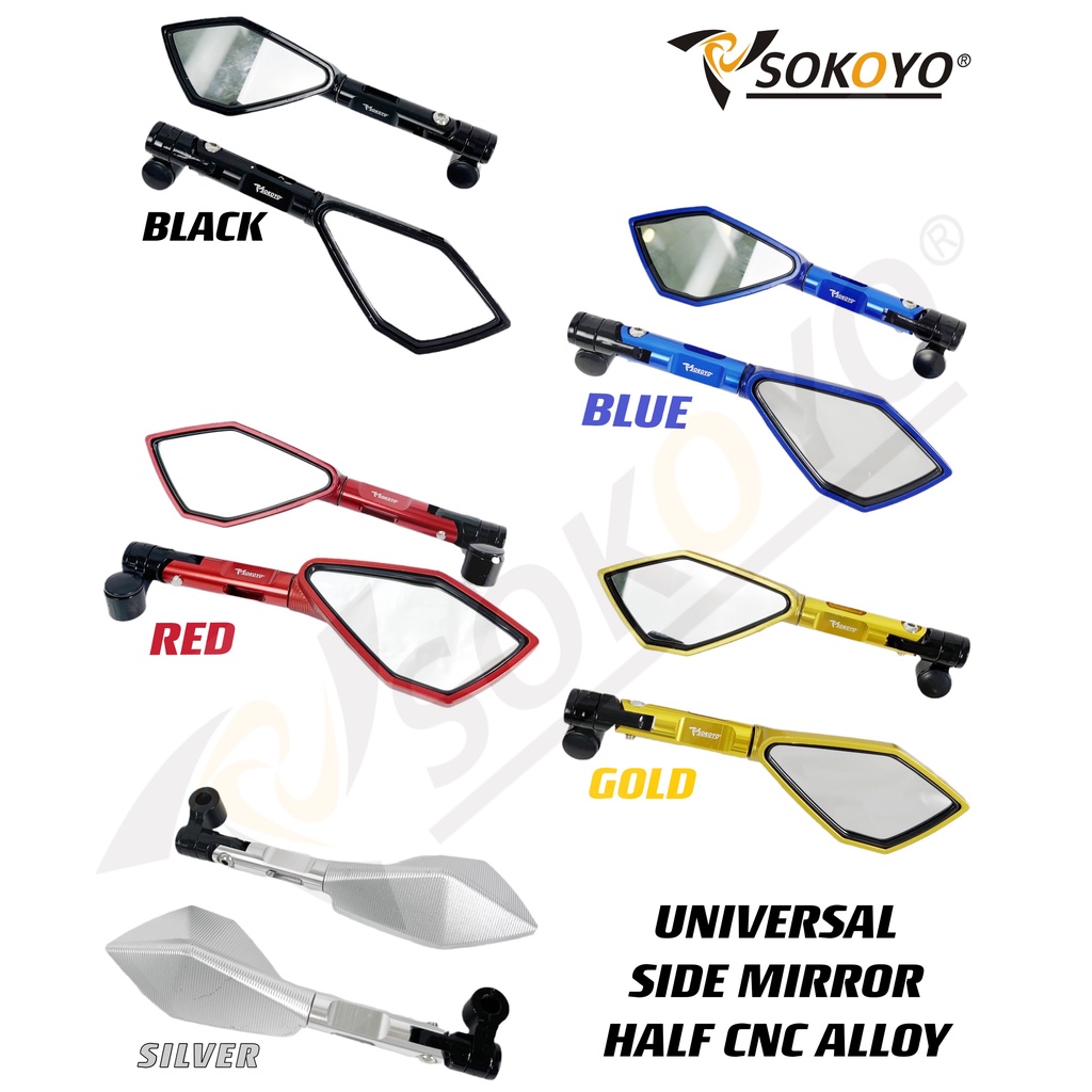 Yestar 1Pair Universal Side Mirror White Glass CNC Alloy side mirror ...