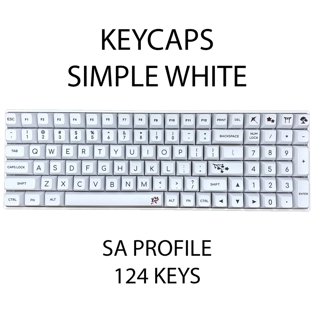 Keycaps PBT SIMPLE WHITE SA PROFILE MECHANICAL KEYBOARD | Shopee ...