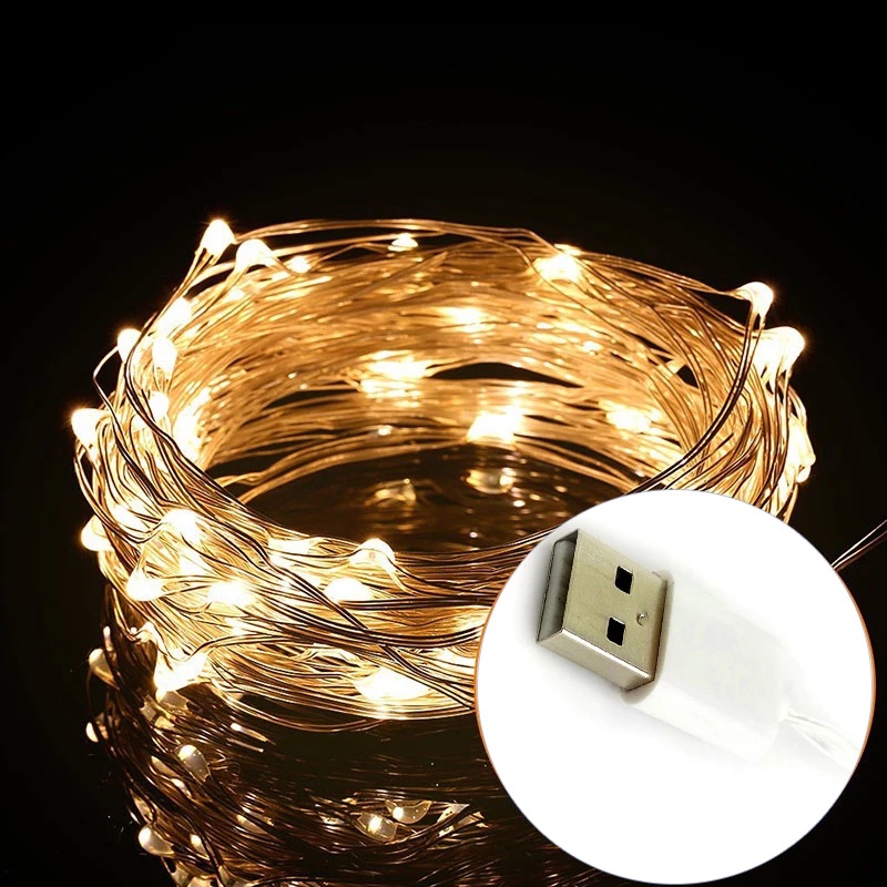 1M/2M/3M/5M/10M USB LED String Light Waterproof LED Copper Wire String ...