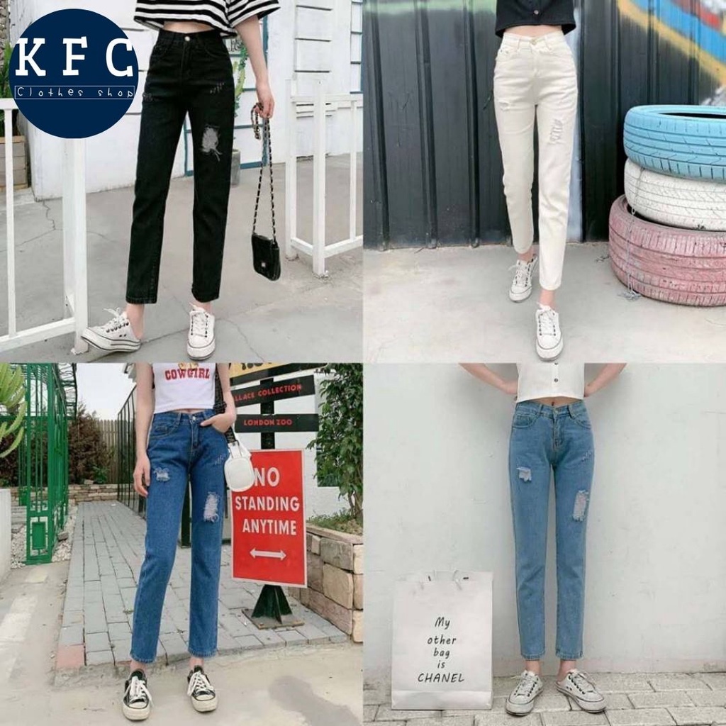 KFC Korean Style Jeans With Cut Legs 8021 | Shopee Philippines