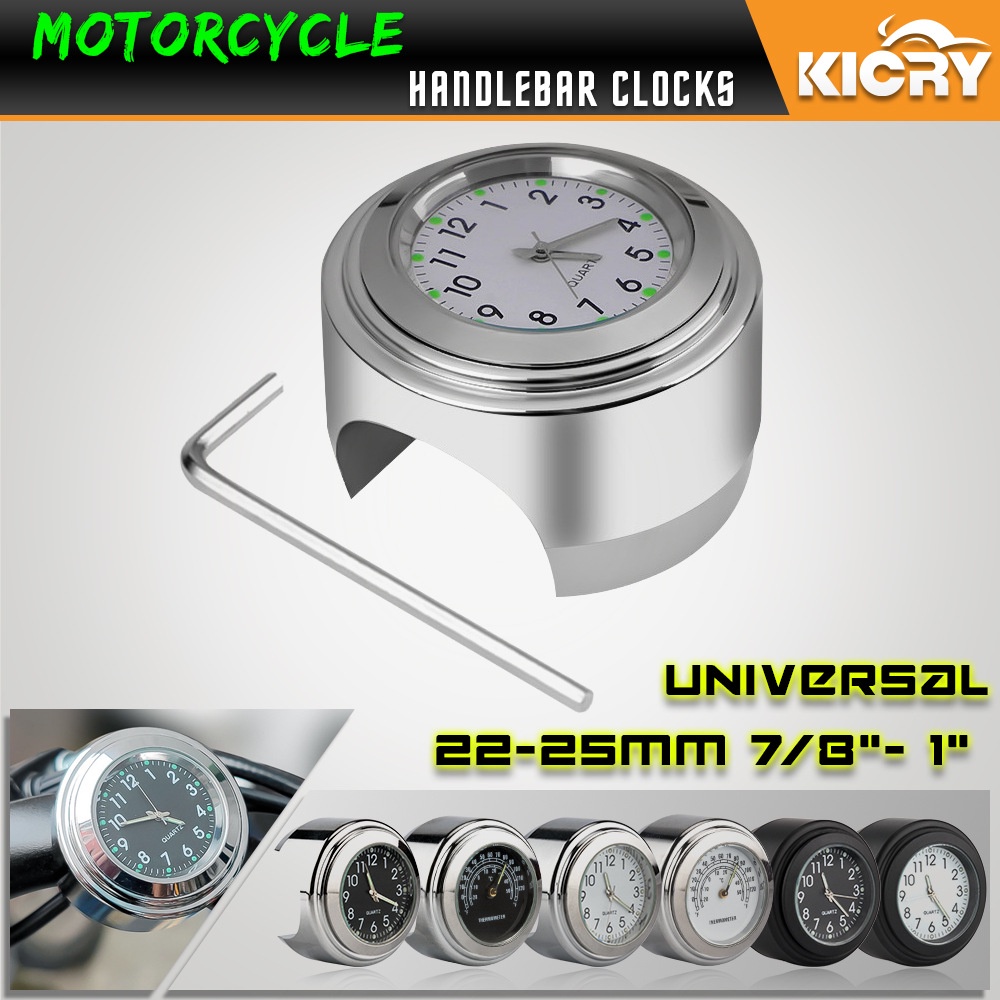 KICRY Motorcycle Handlebar Watch Universal 7/8" 1" Handlebar Watch ...