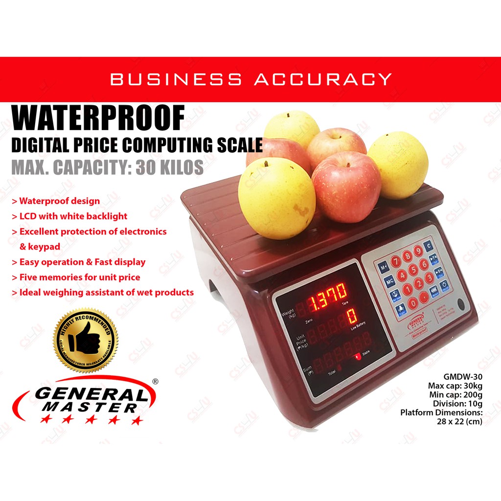 WATERPROOF Digital Weighing Scale with Price Computing 30kg. Brand ...