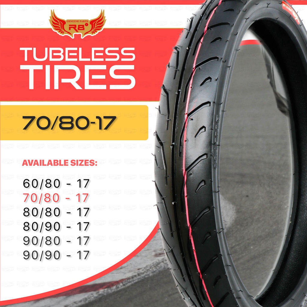 R8 TUBELESS TIRE 70/80x17 WITH FREE SEALANT AND PITO (9861-213 ...