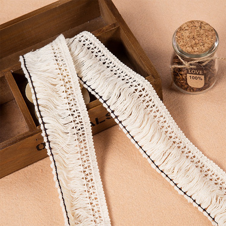 2 Yards Fringe Embroidered Lace Edge Trim Tassel Ribbon | Shopee ...