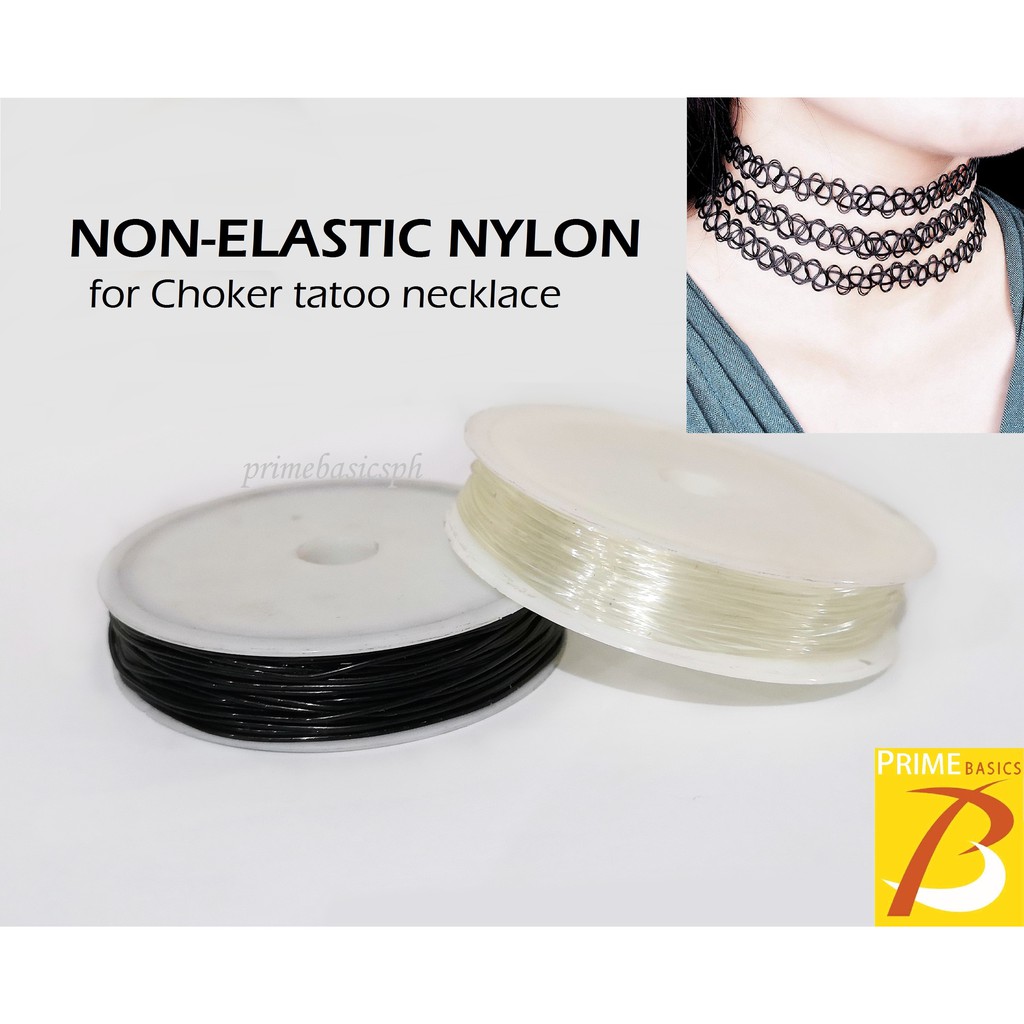 Non-elastic Nylon cord string for choker tatoo necklace (Black/ White ...