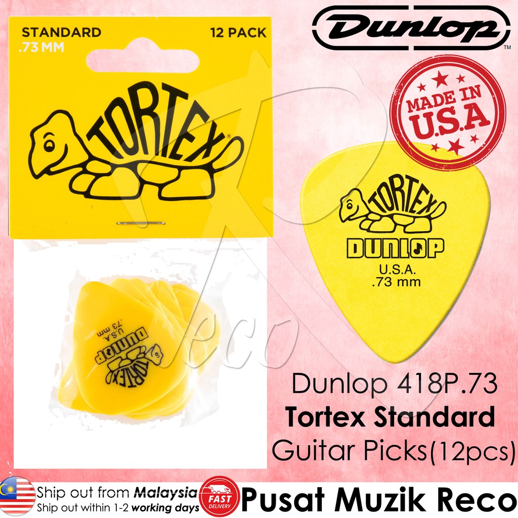Dunlop 418P073 Tortex Standard 0.73mm Guitar Pick Pack (12pcs) Pemetik ...