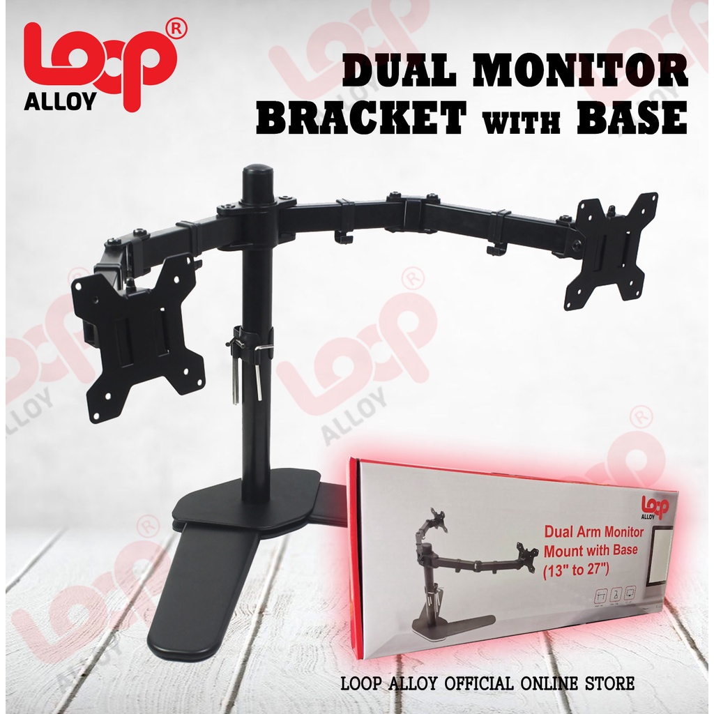 Loop ALLOY Dual Arm Mount Monitor Bracket With Base For 18-27 Monitors | Shopee Philippines