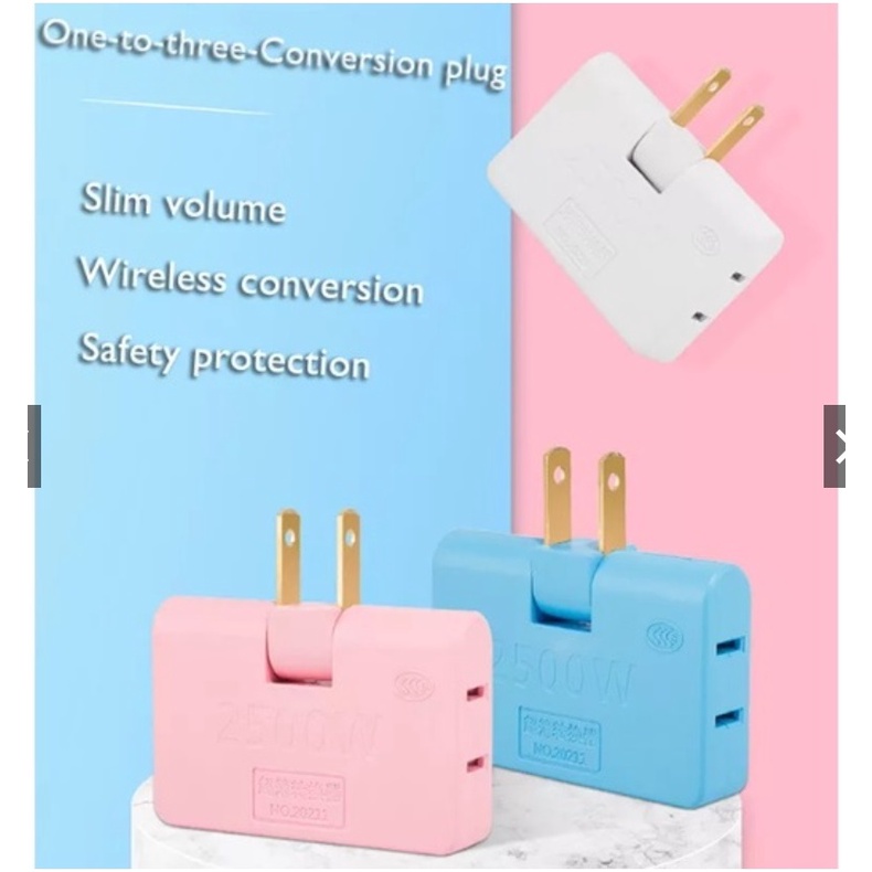 3in1 Rotatable Socket Converter 2500W Adapter 180 Degree Extension Plug ...