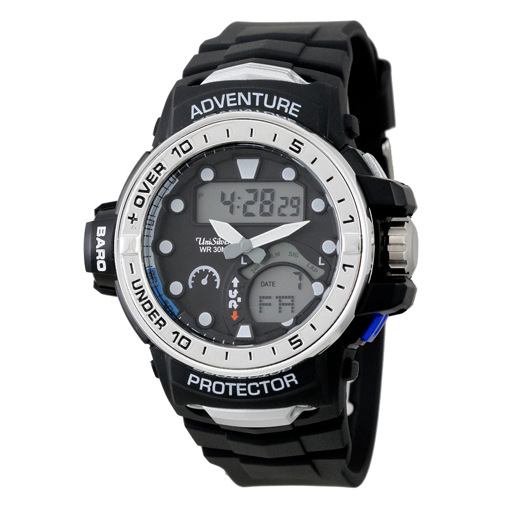 UniSilver TIME Men's Black Digital / Analog Rubber Watch KW3014-1004 ...