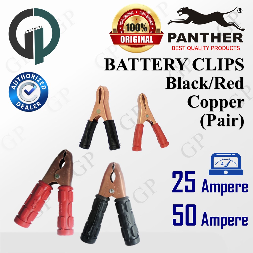 PANTHER Battery Clips, Pair, 25A and 50A Black and Red - GPNorthern ...